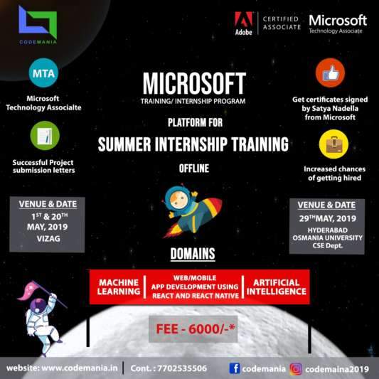 Codemania to offer a special summer internship program in Vizag