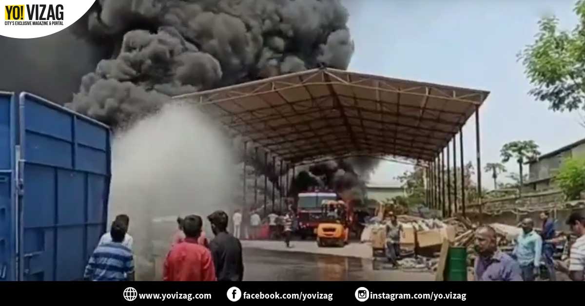 Massive fire erupts at a scrapyard in Duvvada, Visakhapatnam