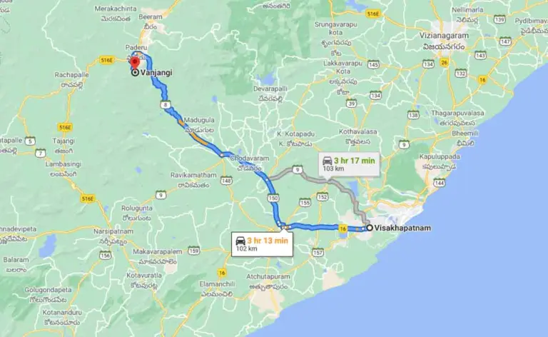 How to cover Vanjangi distance from Vizag by road in 3 hours