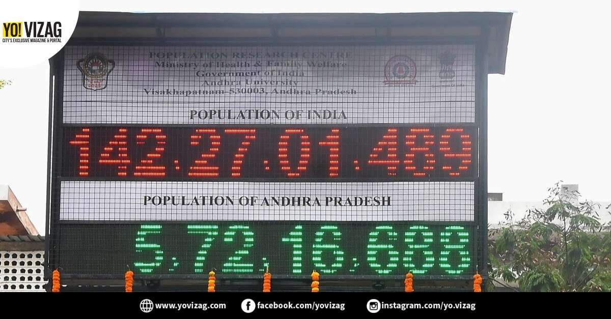 Digital population clock installed at Andhra University in Visakhapatnam